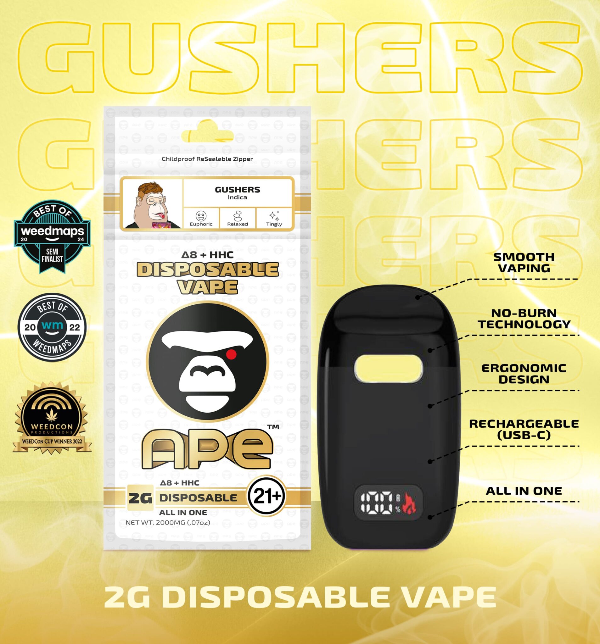 Gushers THCa Disposable 2g APE - BLUNTDEPOT